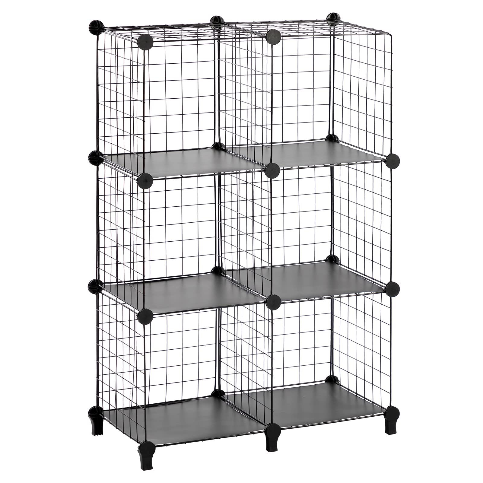 PARANTA Wire Cube Storage Organizer, 6 Cube Bookshelf, Stackable Storage Bins, Closet Organizer and Storgae, Multi-use DIY Standing Shelf Units for Book,Toys,Clothes,Tools