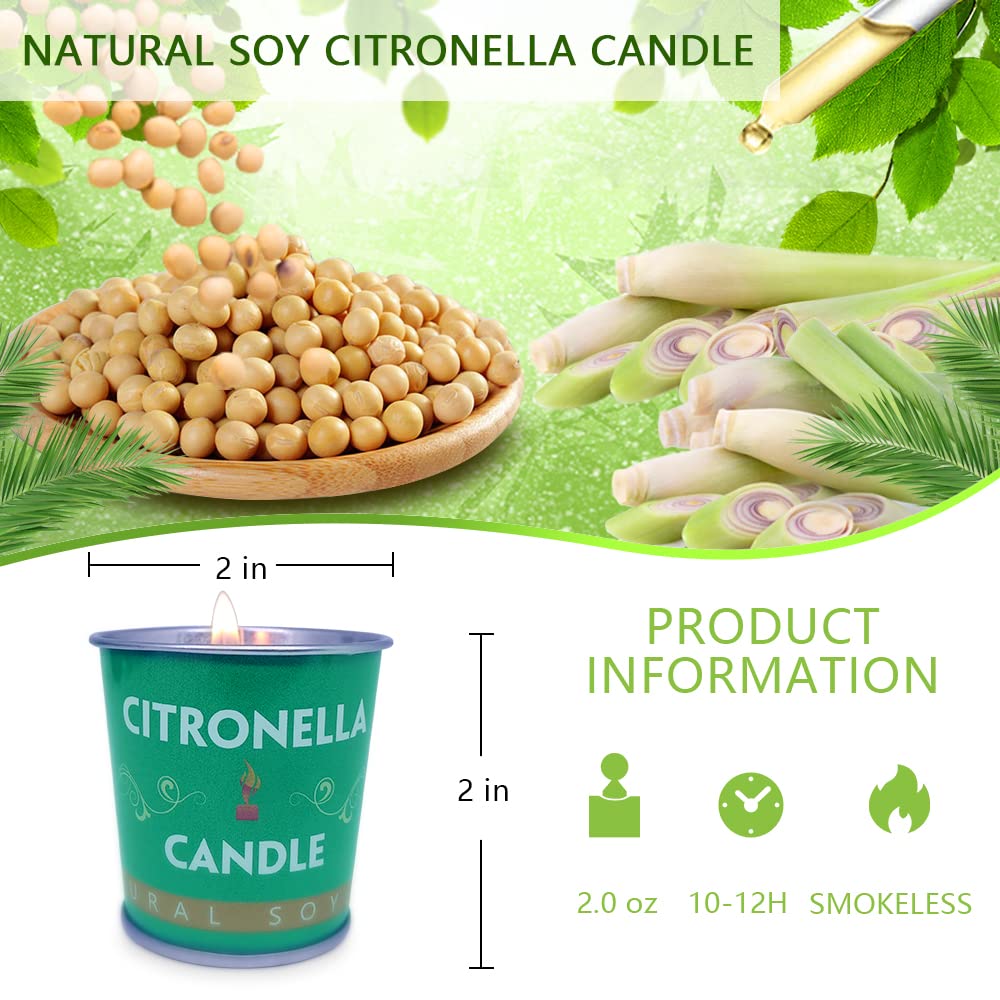 UNICY Pack Citronella Candles Outdoor Indoor, 8.0Oz Natural Soy Wax Off Candles for Caming Home Patio Summer Gift Clear Jar