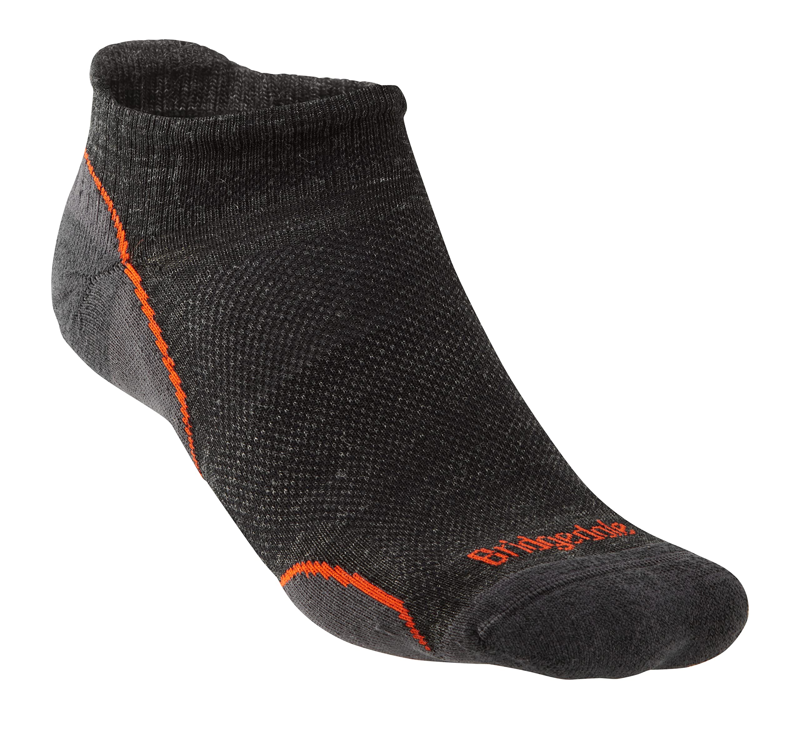 Bridgedale Mens Hike Ultralight T2 Merino Performance Low, Anthracite/Orange, Large
