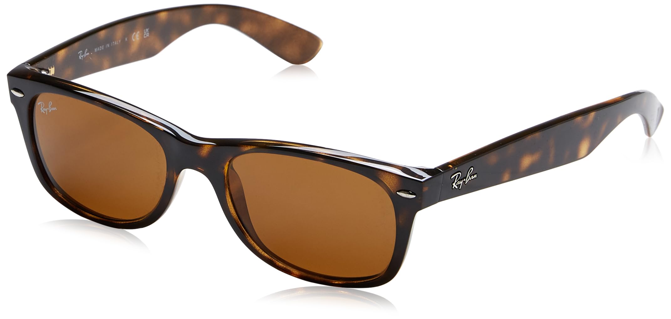 Ray-Ban womens Rb2132 New Wayfarer sunglasses, Tortoise Frame Solid Brown Lens, Large US