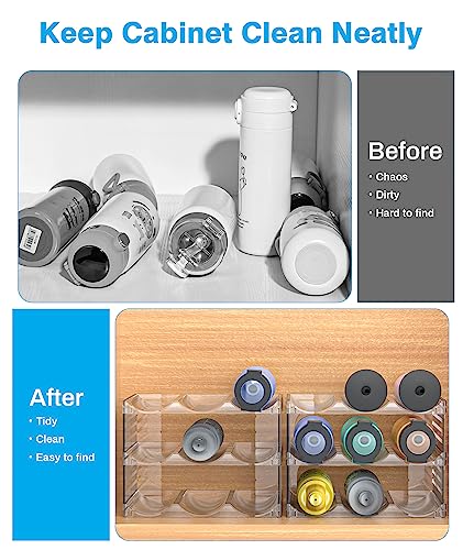 Hyperzoo Water Bottle Organizer, Stackable Water Bottle Holder, Plastic Wine Racks for Kitchen Cabinets, Pantry, Fridge, Water Bottle Storage for Wine/Drink/Can/Tumbler Cup Stand Organizer, 3 Pack