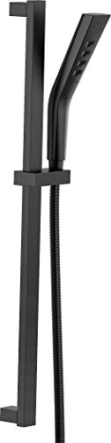 Delta Faucet 3-Spray H2Okinetic Slide Bar Hand Held Shower with Hose, Black Handheld Shower Head, Slide Bar Hand Shower, Handheld Shower, Detachable Shower Head, Matte Black 51799-BL