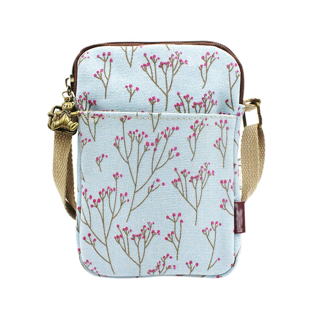 RARITYUS Canvas Small Crossbody Cell Phone Purse Cute Shoulder Bag with Adjustable Strap for Women Blue