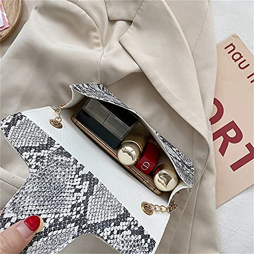 Unique Double O Design Snake Skin Magnetic Closure Crossbody Purse Shoulder Bag for Women & Girls (Red)
