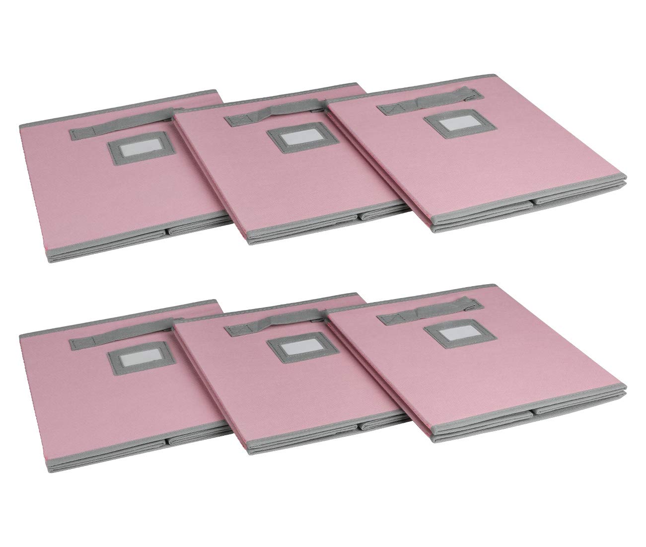 PDTXCLS Yowego EPG-Life 6 Pack Foldable Storage Cubes with Label Holder and Fabric Handle, Pink
