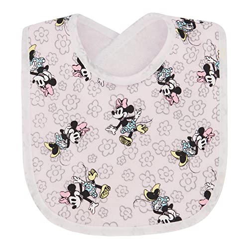 Disney 7-Pack Minnie Mouse Meadow Baby Bibs, Lightweight Feeding Teething & Drooling Infant and Toddler Cloth Bib