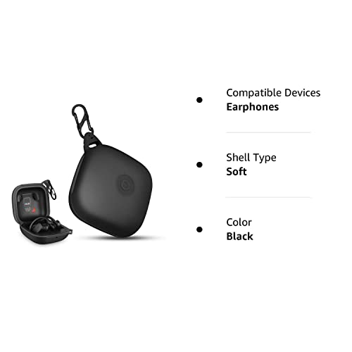 HIETON Silicone Case for Powerbeats Pro, Anti-Break Anti-Lost & Shockproof Easy Carrying Unique Dual Hole Portable Protective Case Cover with Carabiner for 2019 Newest Beats Powerbeats Pro(Black)