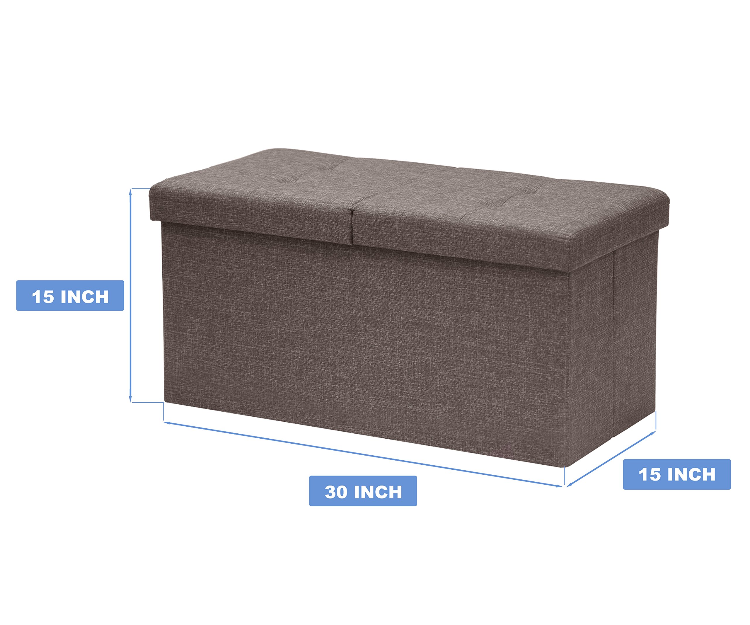 Otto & Ben 30" Storage Ottoman with SMART LIFT Top, Upholstered Tufted Bench, Foot Rest, Brown