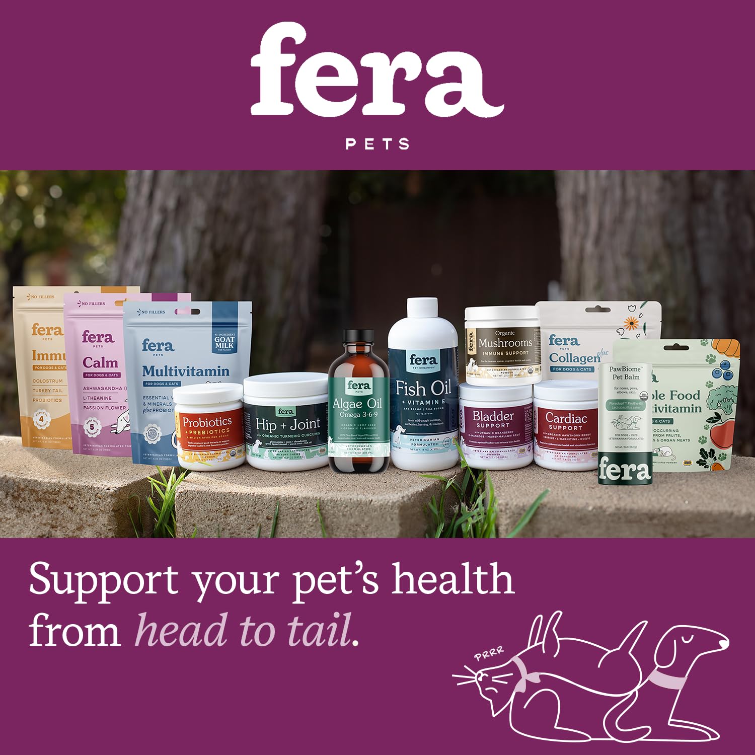 Fera Pet Organics Calming Goat Milk Cat & Dog β Vet Created - Pet Anxiety, Stress & Hyperactivity - Ashwagandha Supplement with GABA-60 Servings