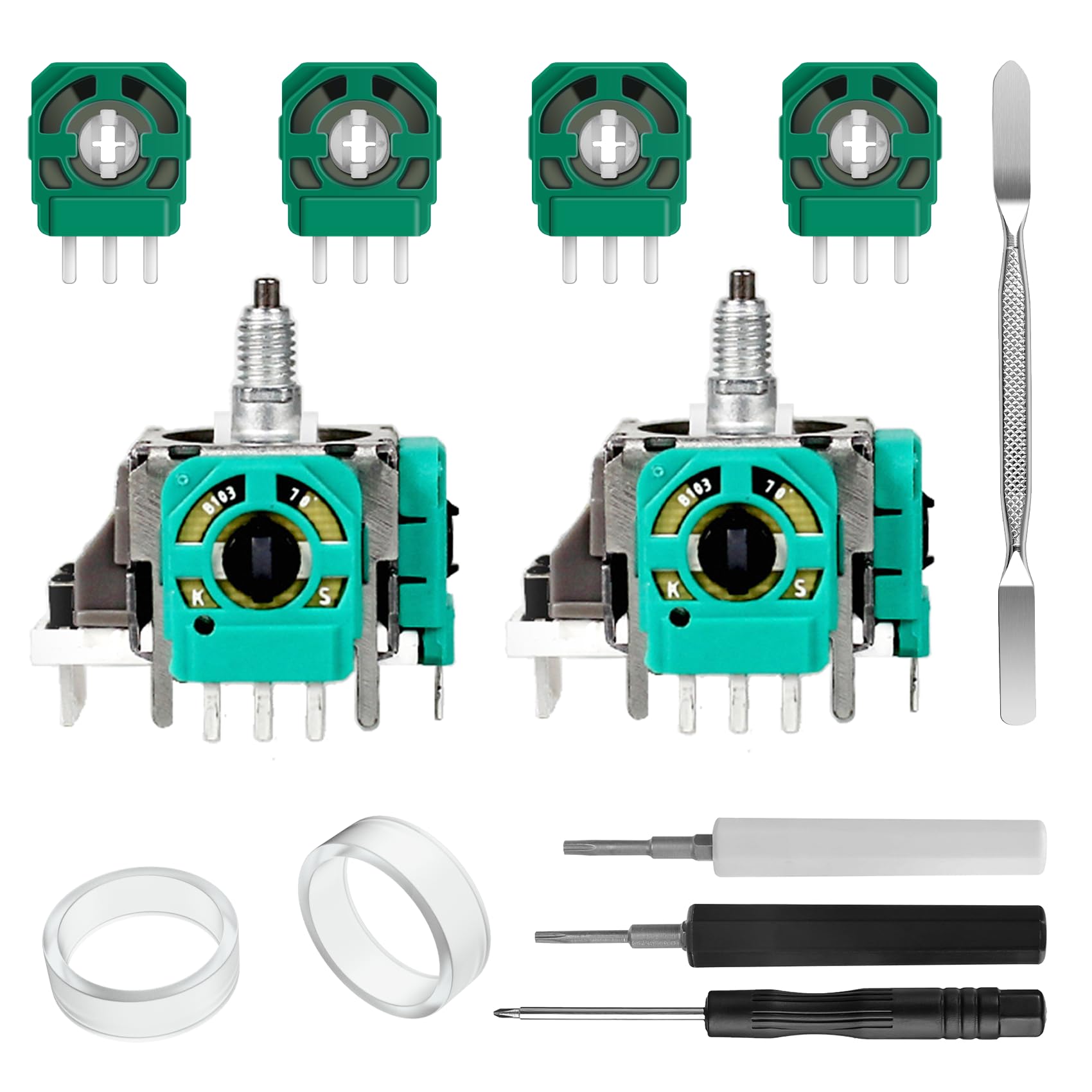 Metal Magnetic Thumbsticks 3D Analog Joysticks for Xbox Elite Wireless Controller Series 2, OLCLSS 14 in 1 T6 T8 Screwdrivers Replacement Repair Kit (Repair kit)