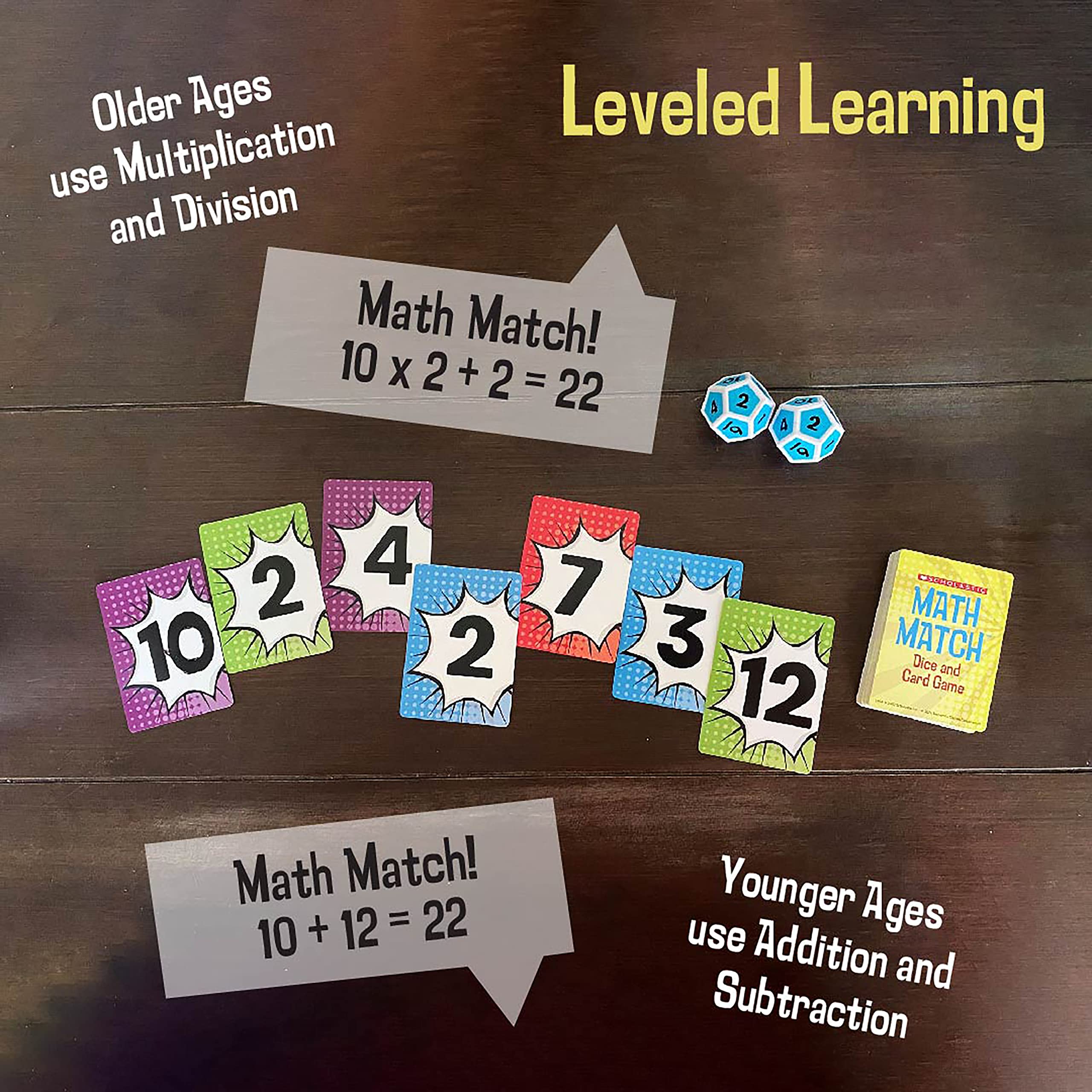 University Games, Scholastic Math Match Travel Dice Game, Mathematics Reinforcement Game for Kids, for 2 or More Players Ages 5 and Up
