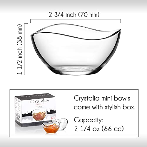 Volarium Mini Glass Bowls for Dipping Sauces, Condiments, Salsa, Mini Parfaits and Fruit Salads, Individual Portions of Appetizers and Portion-Controlled Desserts, Set of 6 (2 1/4 oz)