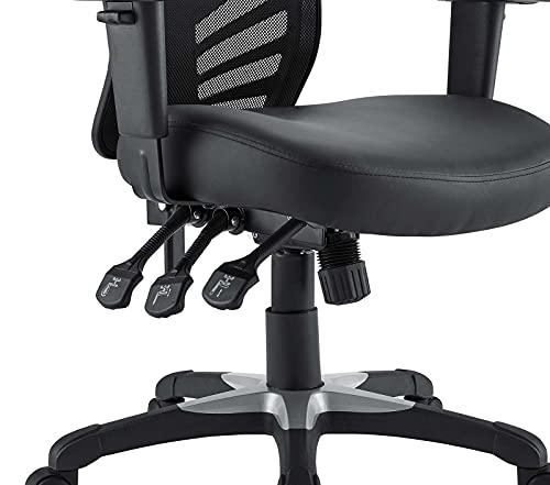 Modway Articulate Mesh Office Chair with Fully Adjustable Vegan Leather Seat In Black