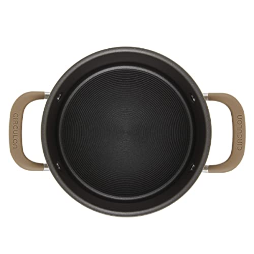 Circulon Premier Professional Hard Anodized Nonstick Saucepot with Side Handles and Lid, 4 Quart, Bronze