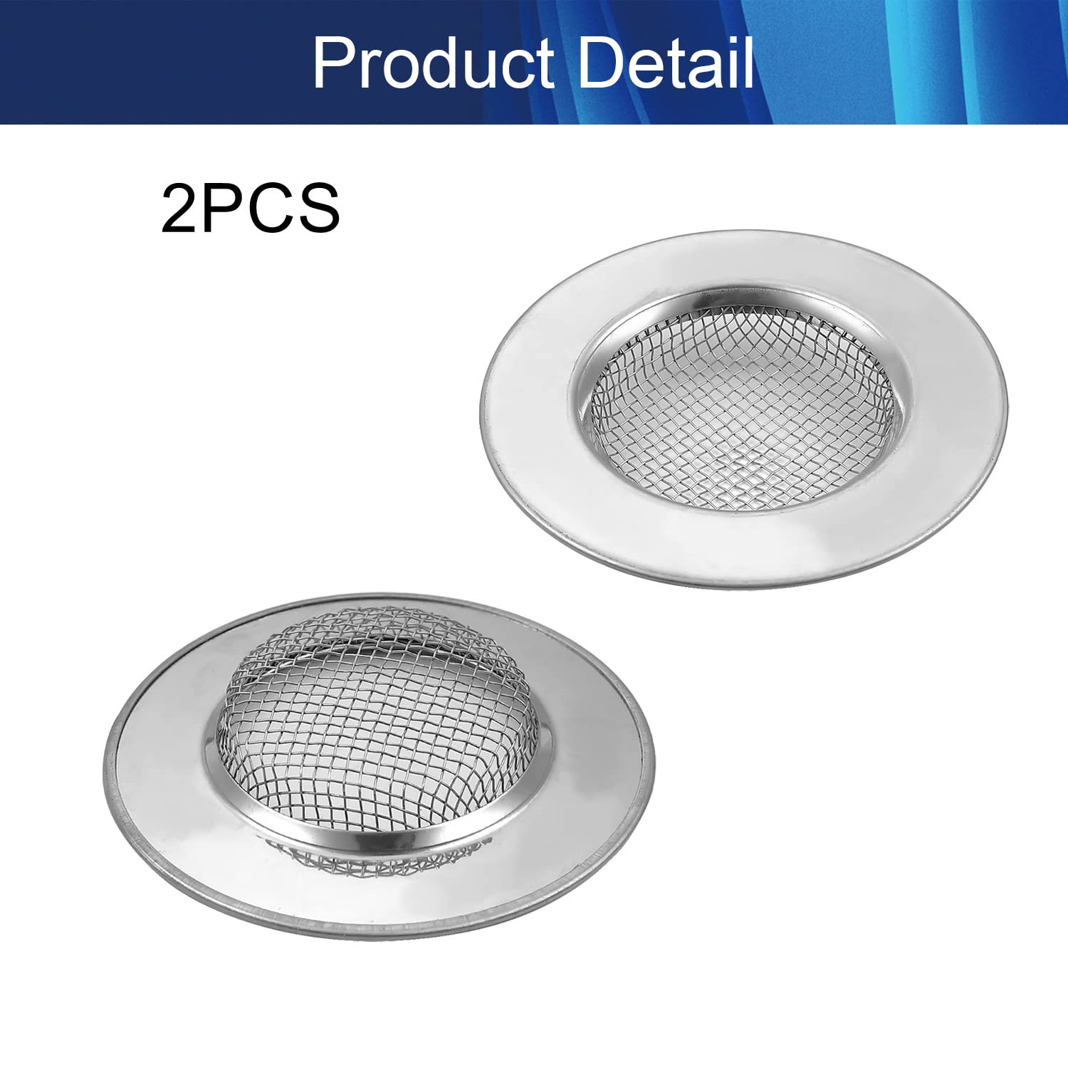 Juvielich Stainless Steel Sink Strainer-2.56" Diameter Rim Mesh Strainer Fine Mesh Perfect for Kitchen Sink/Bathroom Bathtub Wash basin Floor drain balcony Drain Hole Hair Catcher 2Pcs
