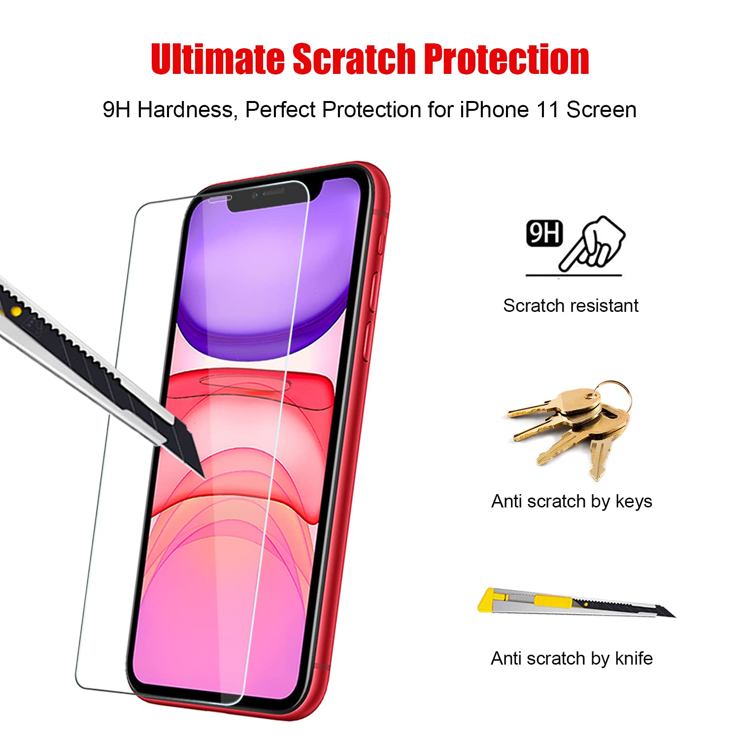 CATOOMUU For iPhone 11 Screen Protector Tempered Glass 6.1 inch 4-Pack and Camera Lens Protector 3-Pack, HD Clear Bubble Free 9H Hardness Anti Scratch, with Align Tool Easy Installation Frame