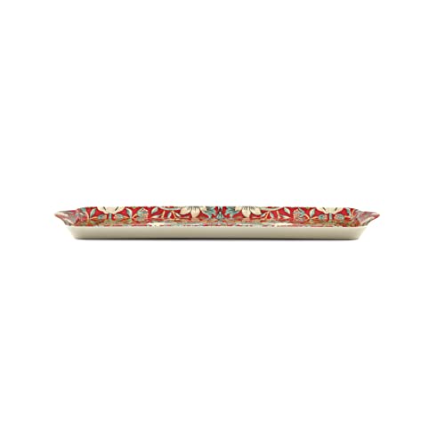 Pimpernel Morris & Co Strawberry Thief Red Collection Sandwich Tray | Serving Platter | Crudité and Appetizer Tray for Indoor and Outdoor use, Made of Melamine, Measures 15.1" x 6.5", Dishwasher Safe