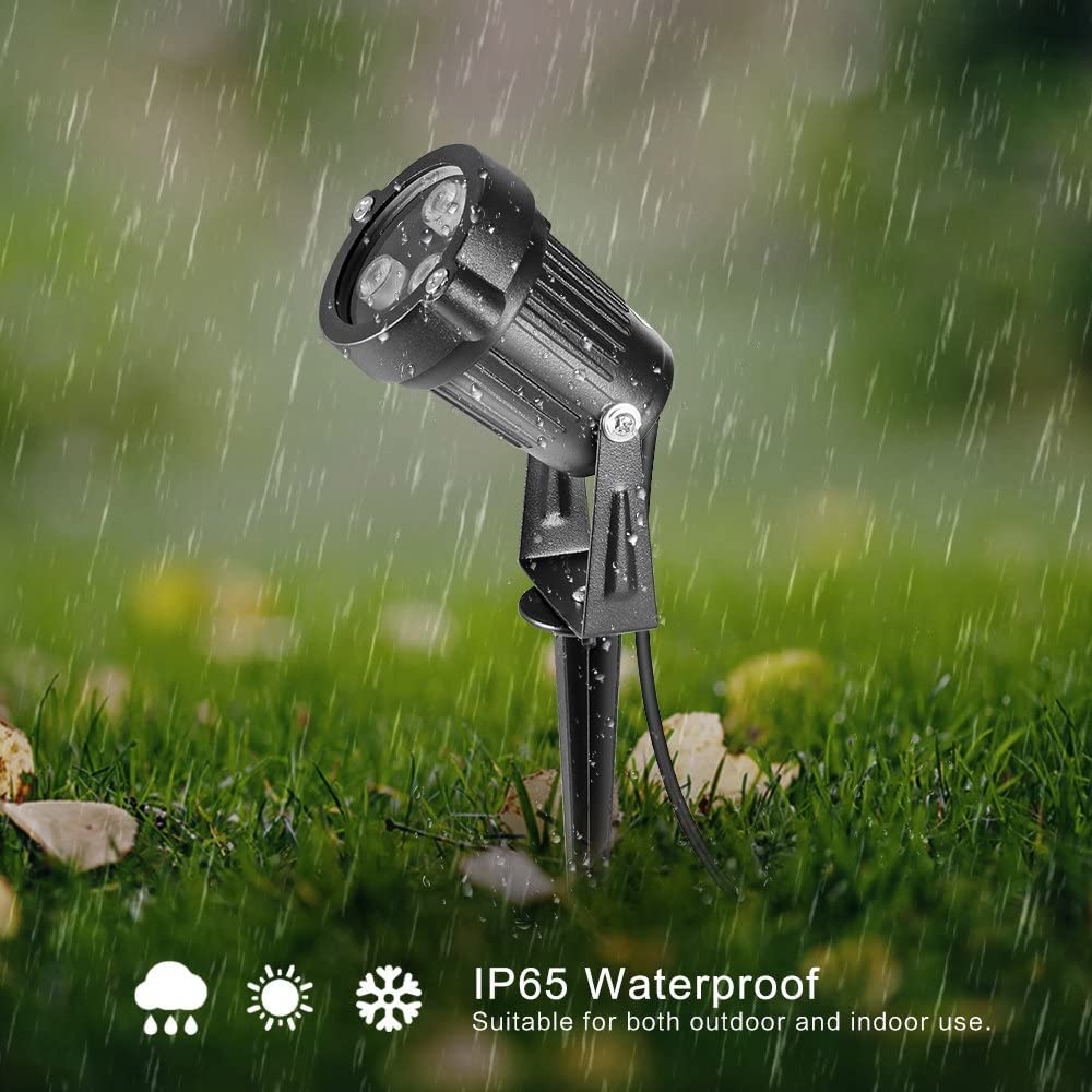OurLeeme Lawn Flood Light Stake, 2-in-1 Waterproof Outdoor Remote controlle Landscape Lighting Spotlight Wall Light for Yard Garden Driveway Pathway Pool (4 Pack)