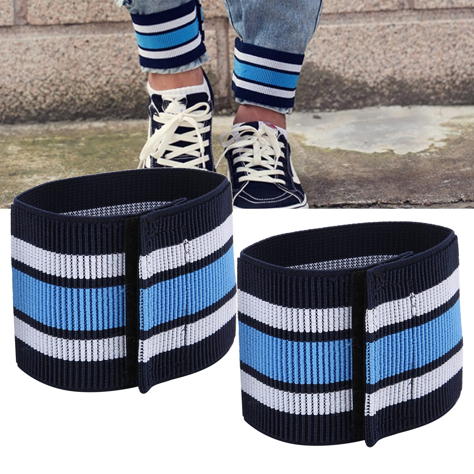 Bike Leg Straps, Pants Bind Mountain Bike Cycling Wristband Elastic Oxford Cloth Reflective Safety Band Cycling Accesory for Cyclists