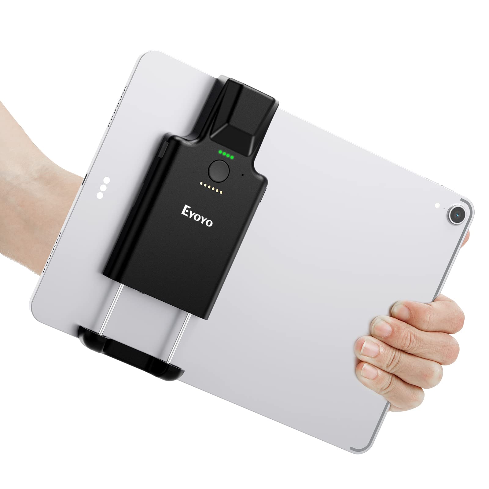 Eyoyo 2D Bluetooth Backclip Barcode Scanner Compatible with iPad, iPhone, Android Phone, 3000mAh Rechargeable Battery, Wireless QR UPC Bar Code Reader for Library Warehouse
