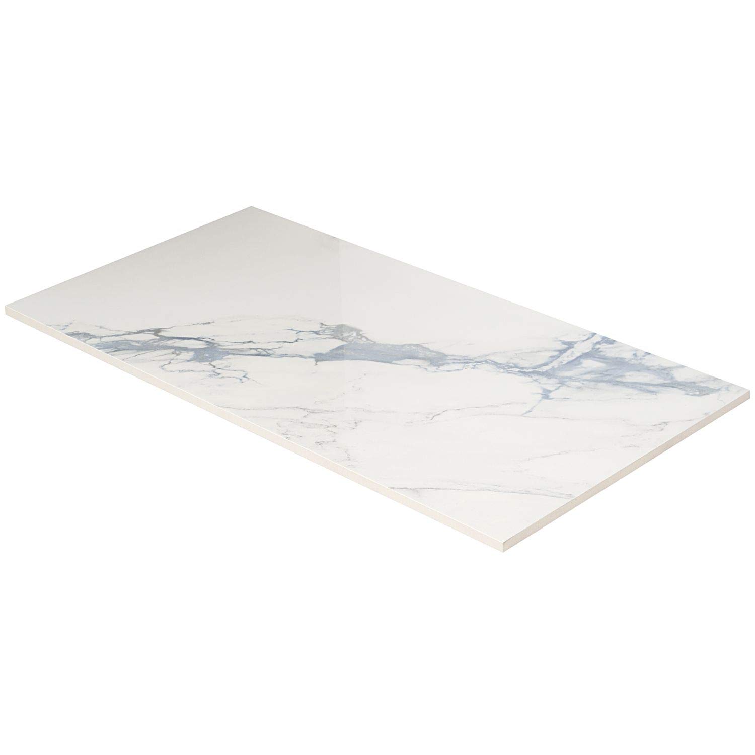 Calacatta Indigo 4 in. x 8 in. Polished Marble Look Porcelain Tile Sample