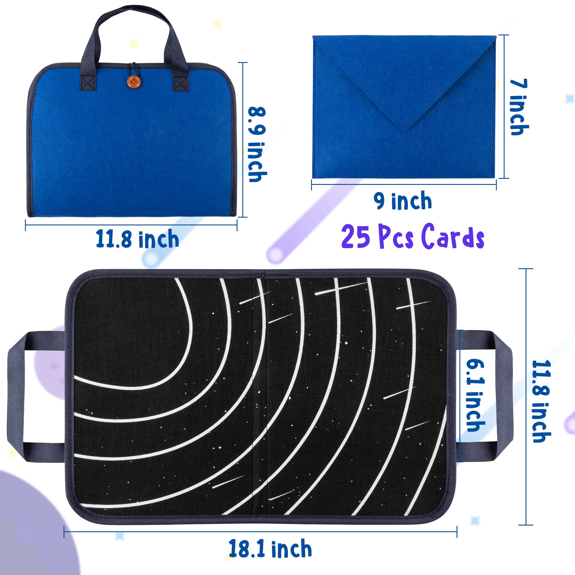 WATINC 25Pcs Outer Space Travel Felt-Board Story Set Portable Felt Board Solar System Universe Storytelling Planets Astronaut Galaxy Themed Preschool Early Learning Interactive Play Kit for Toddlers