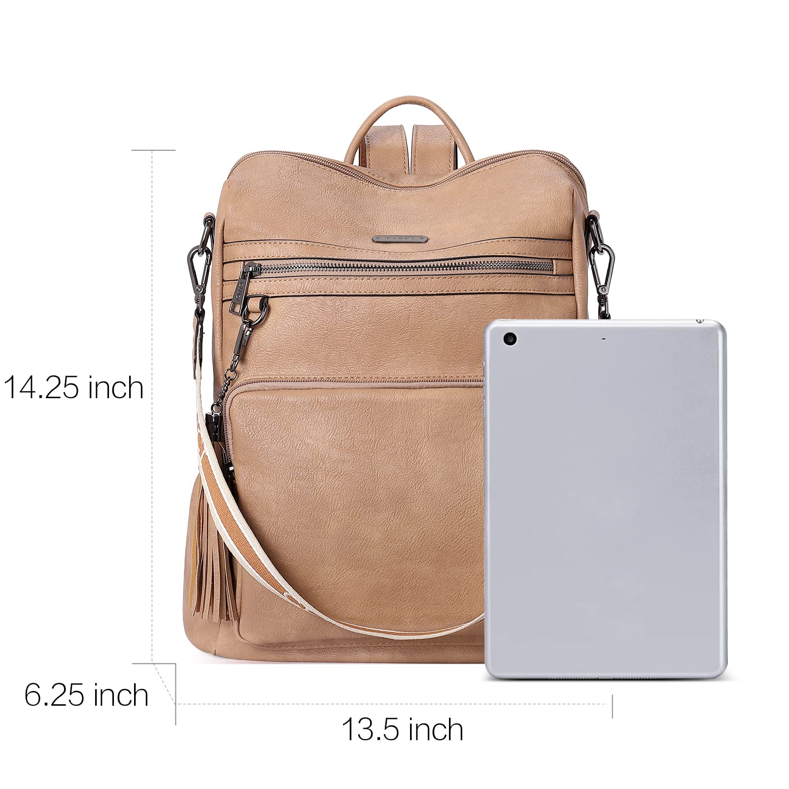 CLUCI Leather Backpack Purse for Women Bundles with Leather Wallet
