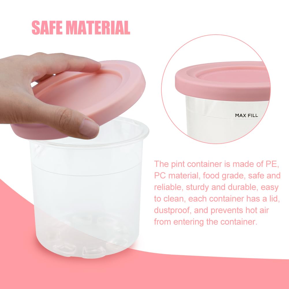 Ice Cream Pints Cup 4pcs Creami Pint Containers with Ice Cream Spoon Pint Containers Compatible fit ninj-a creami containers, creami pints for N C301 N C300 N C299AMZ Series(as shown)
