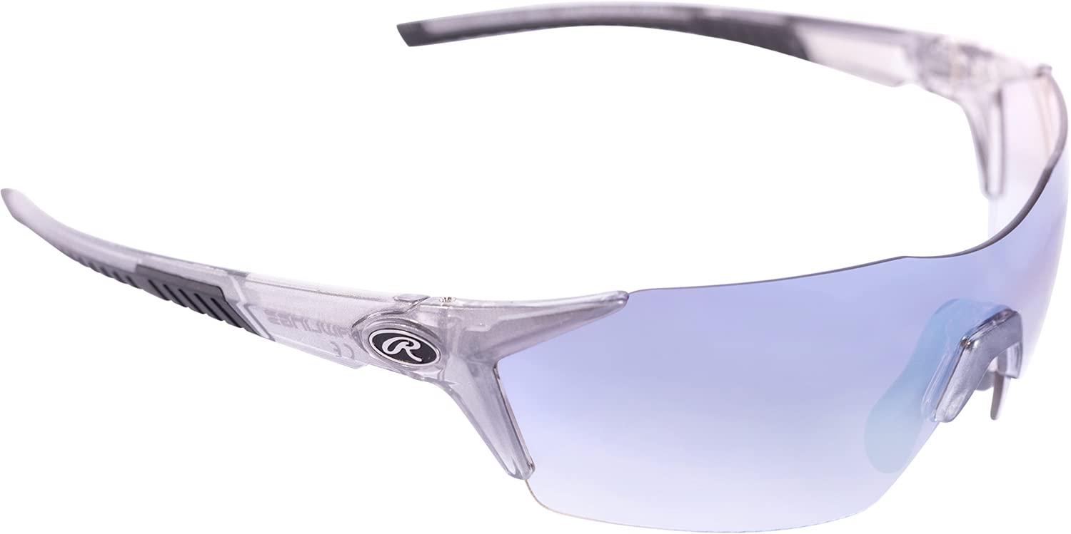 Rawlings Baseball Sunglasses or Softball Sunglasses - Ages 10 to Adult - Unisex Fit - Cycling Sunglasses - White Blue Mirror