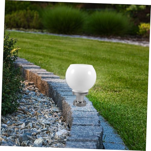 SOLUSTRE Round Ball Waterproof Solar Outdoor Column Lamp Villa Fence LED Post Light Courtyard Garden Lawn Street Lights External Landscape Patio Pillar Lighting Fixture