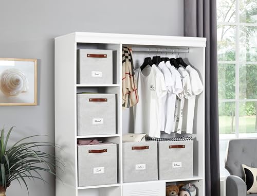DECOMOMO Storage Baskets 13x15x13 Storage Cube Bins with Label Holders, Kallax Storage Cubes for Organizing Shelves Nursery Toy (Kallax / 4pcs, Light Textured Grey)