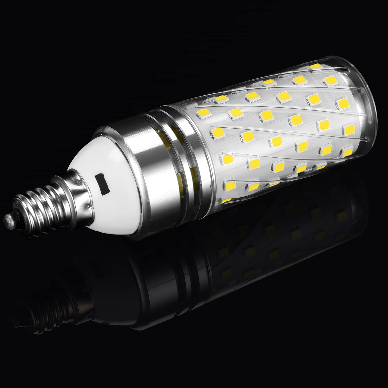 E12 LED bulb,16W candelabra LED light bulb,daylight white 6000K,100 Watt equivalent incandescent light bulbs,ceiling fan light bulbs,LED chandelier bulbs,1500lm LED bulbs,Non-dimmable E12 bulb,4 Pack