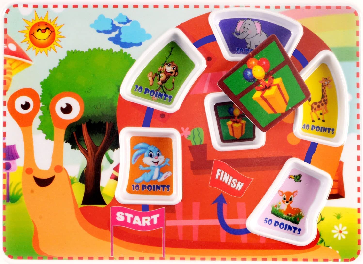 K'ONIJO Kids Divided Plate. Fun Game Tray With 5 Food Portions & 1 Extra for Surprise. Compatible With Picky Eater Toddler. Eat, Play, Win (Joy)