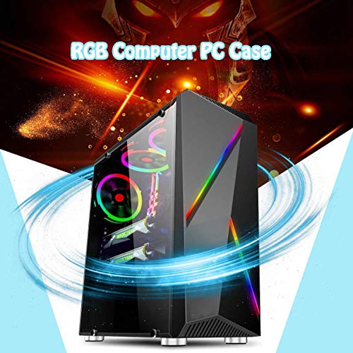 Computer PC Case Gaming Audio Transparente with 2 RGB Color Changing Light Strips 350X170X420mm