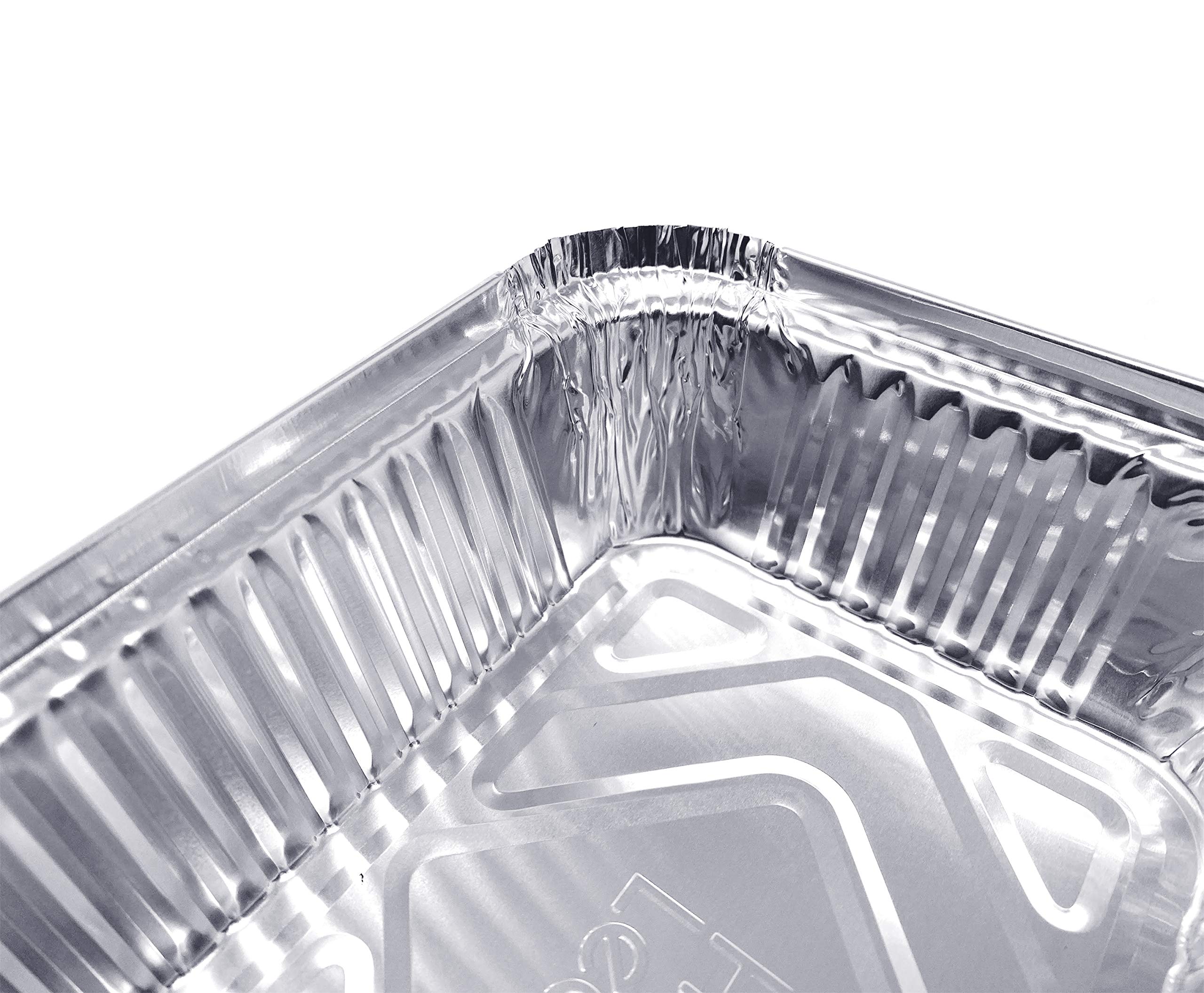 Fig & Leaf (480 Pack) Premium 1.5-LB Takeout Pans with Lids l Medium 7" x 5" x 2" l Heavy Duty Disposable Aluminum Foil for Catering Party Meal Prep Freezer Drip Pans BBQ Potluck Holidays