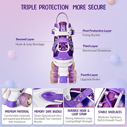 Gonex Roller Skate for Kids L Size with 6 in 1 Protective Gear for Youth/Adult Pink - M Size