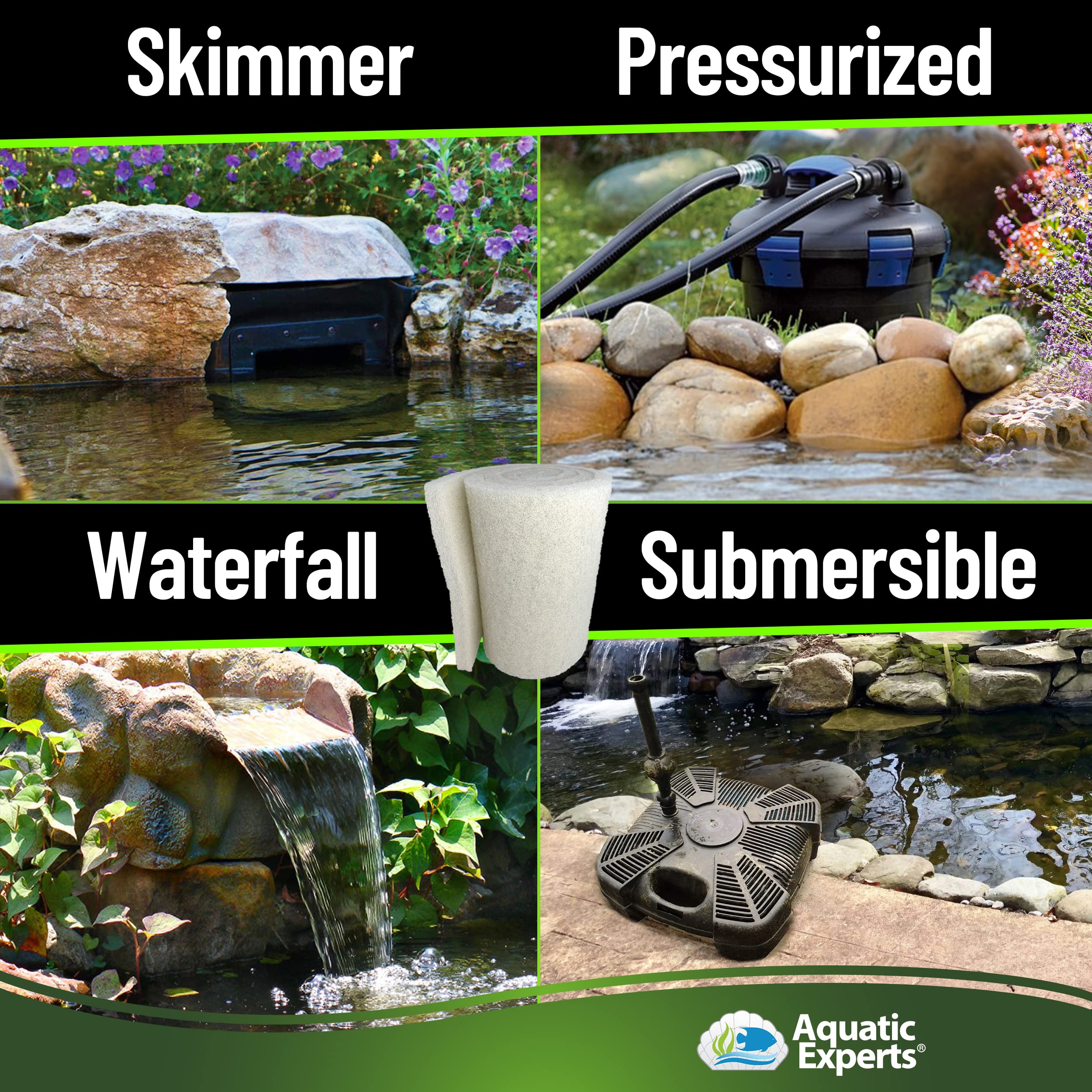 Classic Koi Pond Filter Pad FINE - White Bulk Roll Pond Filter Media, Ultra-Durable Pond Filters for Outdoor Ponds, Reusable Fish Pond Filter Material, USA, Aquatic Experts (3/4" - 1" x 12" x 72")