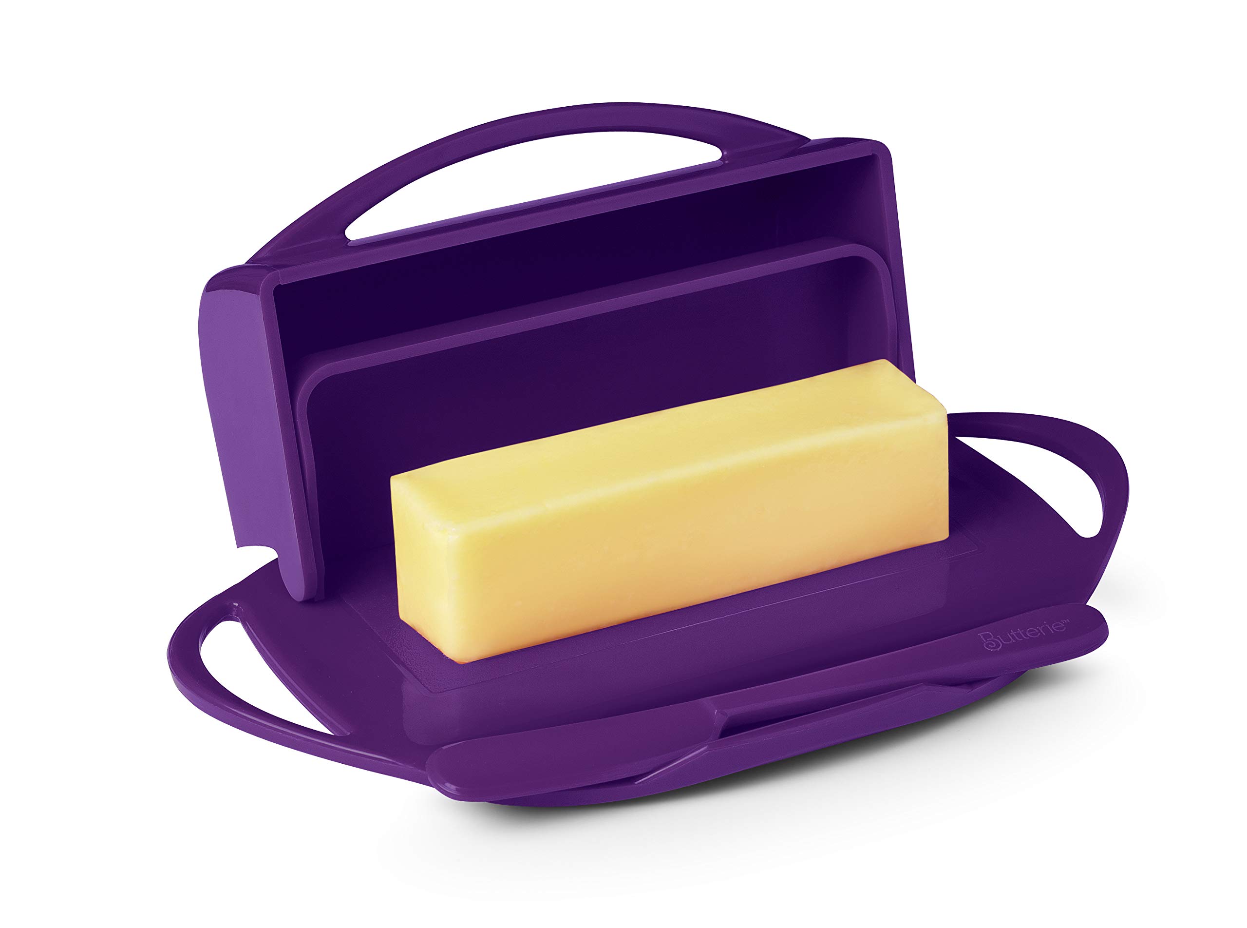 Butterie Flip-Top Butter Dish and Toaster Tongs Bundle (Purple)