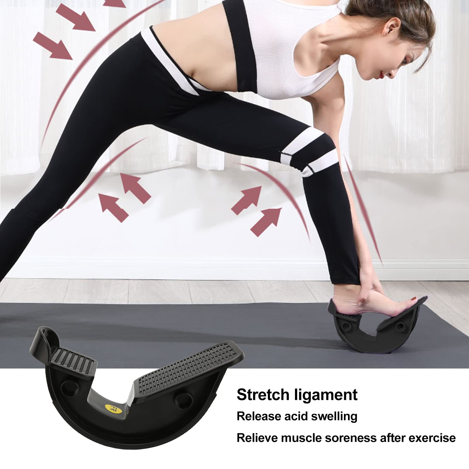 Calf Stretcher, Foot Rocker Ankle Wedge Stretch Black Achilles Tendon Support for Plantar Fasciitis