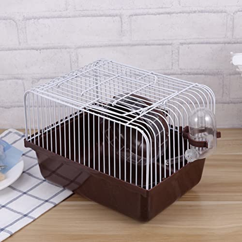 Gerbil Carrier Hamster Cage Portable Travel Rat Cage with Handle Gerbils Cages Small Animal Carry Case Pets House Habitats for Going Out Traveling (Coffee) Chinchilla Carrier