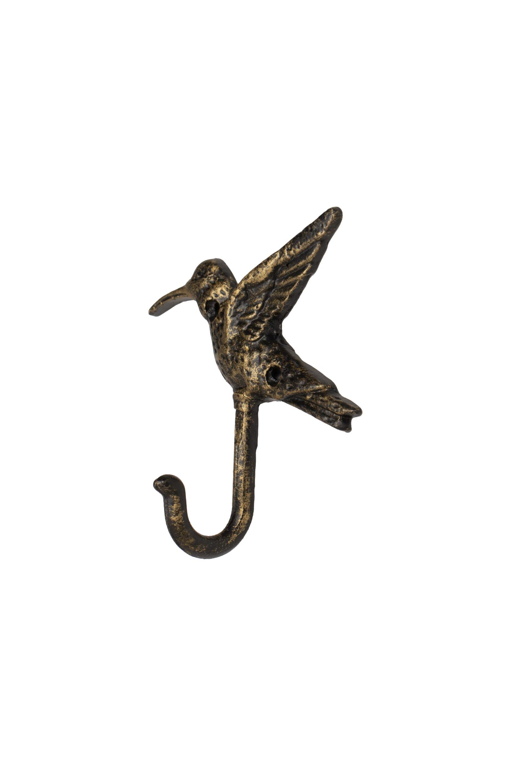 FantasHome Wall Mounted Cast Iron Home Decor Single Hook with Unique Design (Hummingbird)