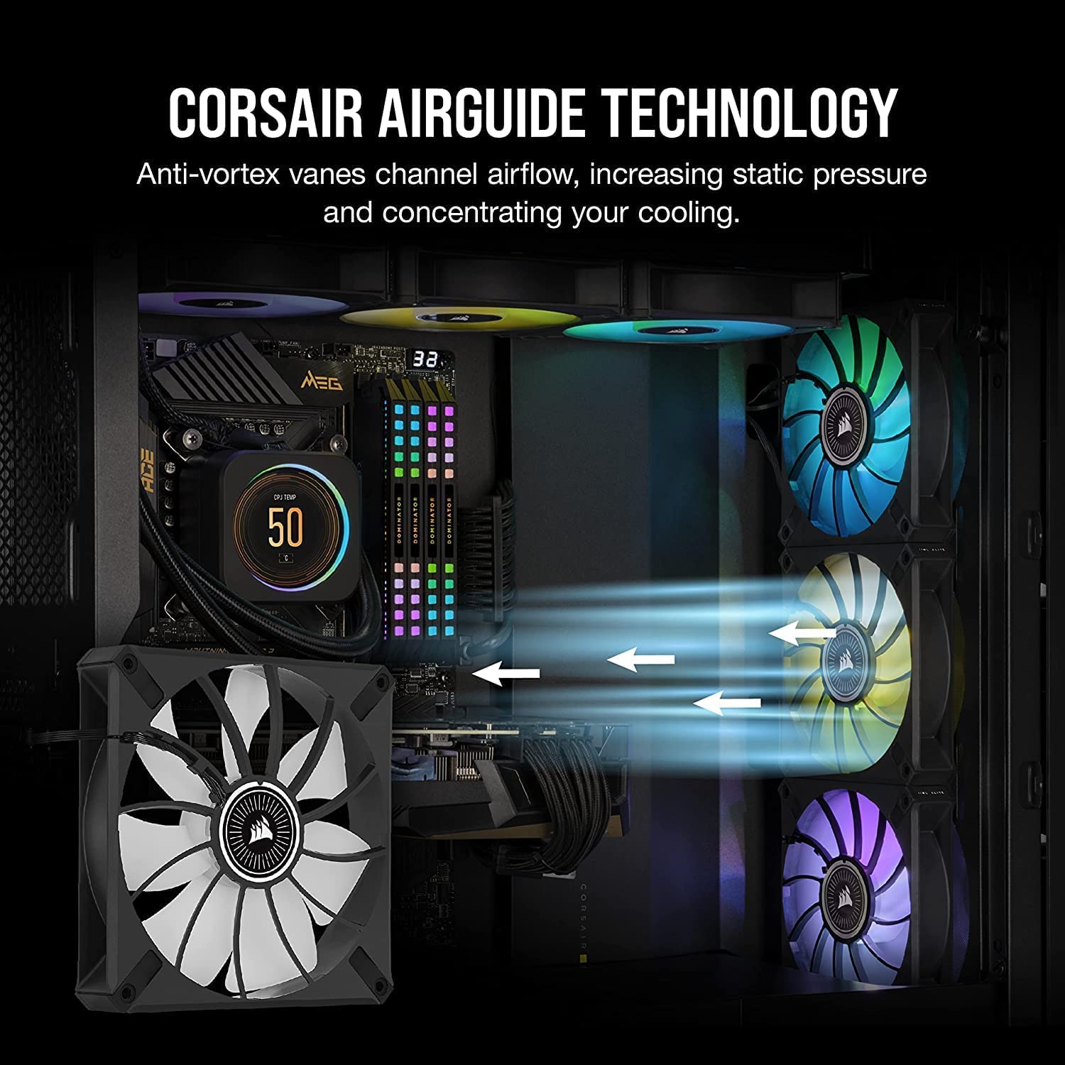 CORSAIR ML140 RGB Elite, CO-9050114-WW, 140mm Magnetic Levitation RGB Fan with AirGuide, Single Pack (Renewed)