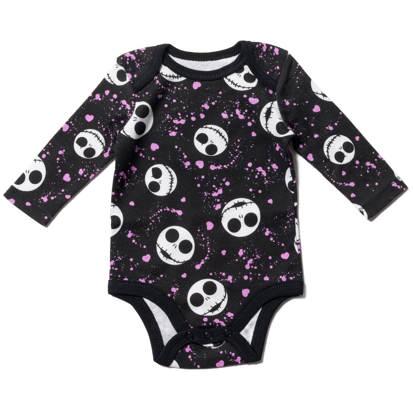 Disney Nightmare Before Christmas Jack Skellington Sally Zero Newborn Baby Girls 3 Pack Cuddly Bodysuits Black/Purple 0-3 Months