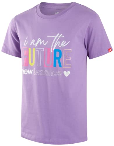 New Balance Girls' Athletic T-Shirt - 3 Pack Active Performance Sports Tee Bundle (7-16), Size 7-8, PurpleWhiteGrey