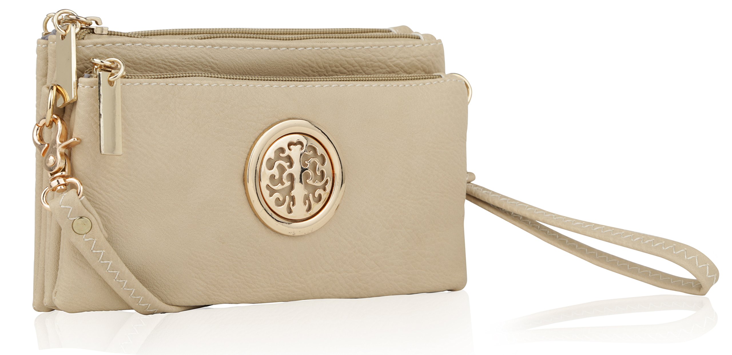 Mia K Collection Crossbody Bags for Women Handbag, PU Leather Crossover, Small Shoulder Side Wallet Gold