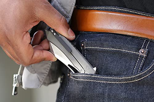 Drop + Ferrum Forge Buc Titanium Frame Lock Folding Pocket Knife (Blue)