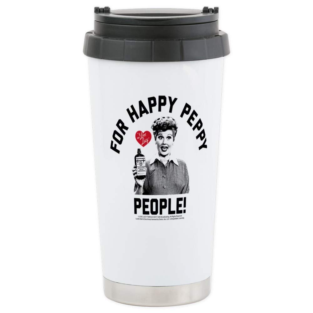 CafePress Lucy Happy Peppy 16 Oz Stainless Steel Travel Mug Stainless Steel Travel Mug, Insulated 20 oz. Coffee Tumbler