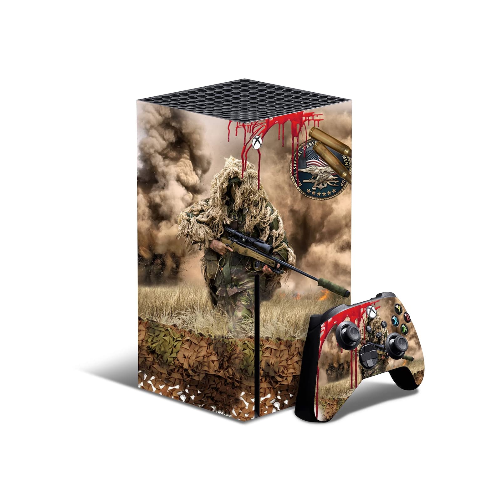 ZOOMHITSKINS Compatible with X1 Series X, Sniper Camouflage Army War Battle Soldier, Durable, Bubble-free, Goo-free, Made in USA