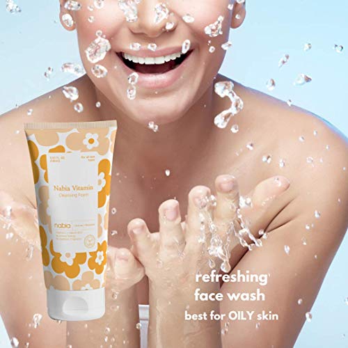 Nabia Plant-based Natural Face Wash with Vitamin C: Gentle and Clean Revitalizing Cleanser, 5.07 Fl Oz