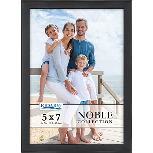 Icona Bay 5x7 Black Picture Frame, Modern Professional Frame, Noble Collection